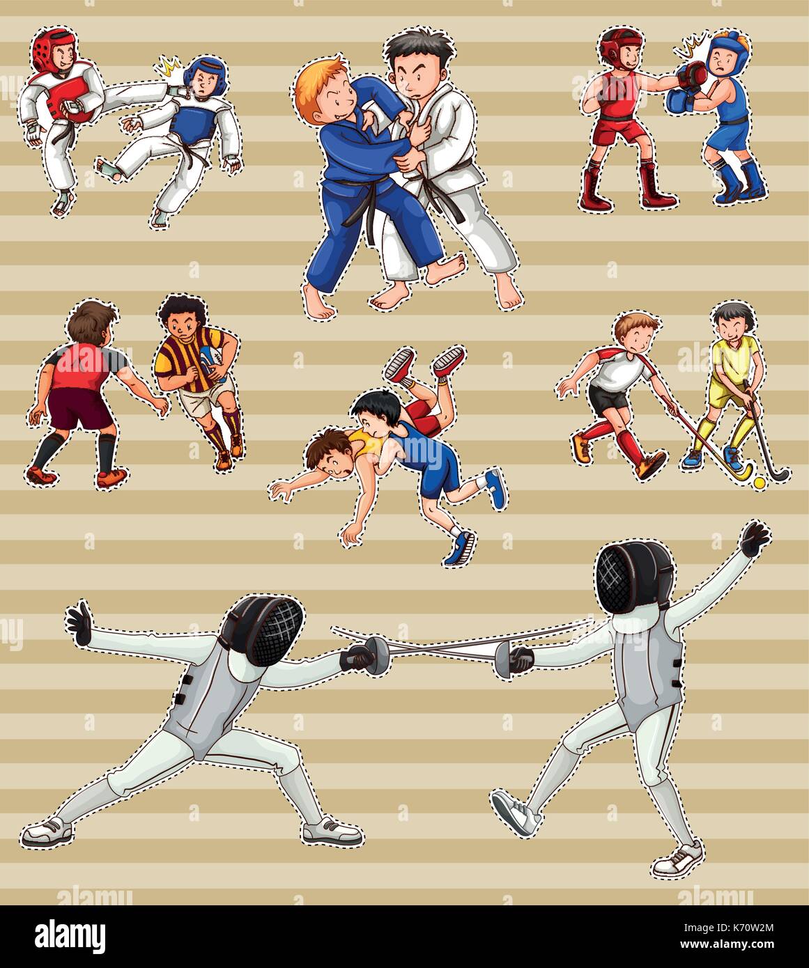 Sticker set with people playing sports illustration Stock Vector Image ...