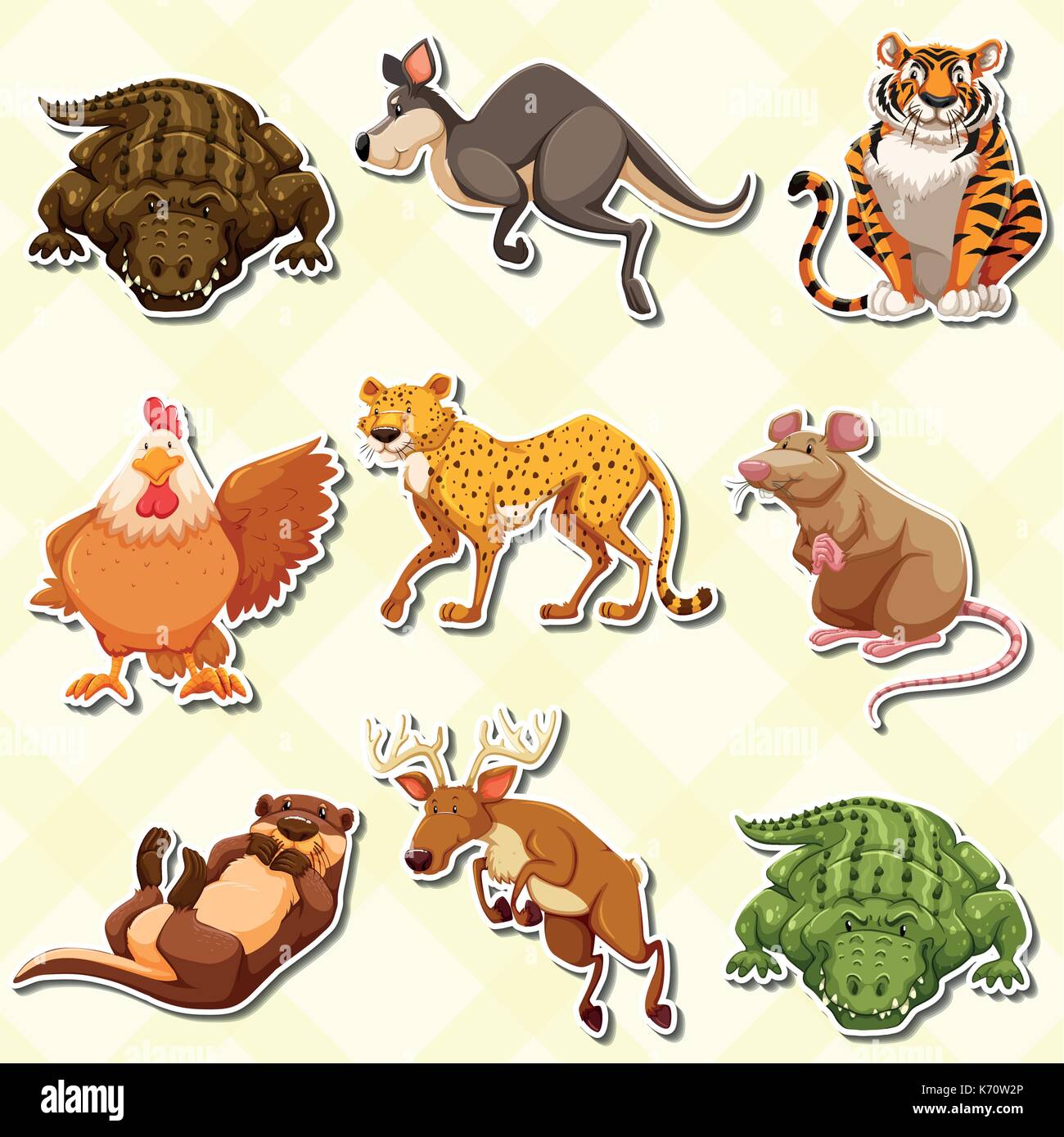 Sticker set with many animals illustration Stock Vector Image & Art - Alamy
