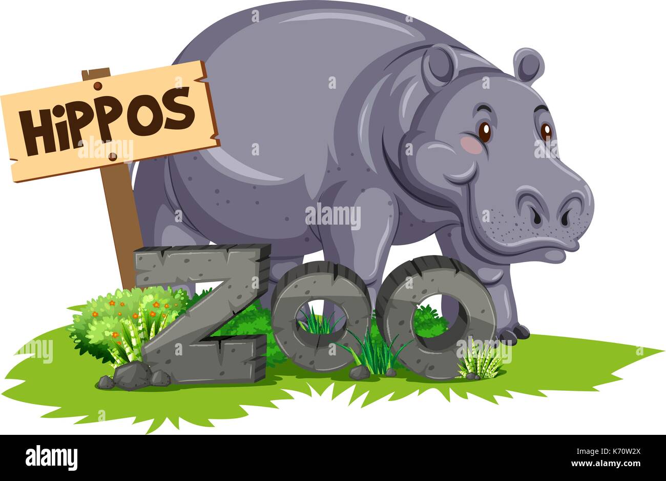 Wild hippo at the zoo illustration Stock Vector Image & Art - Alamy