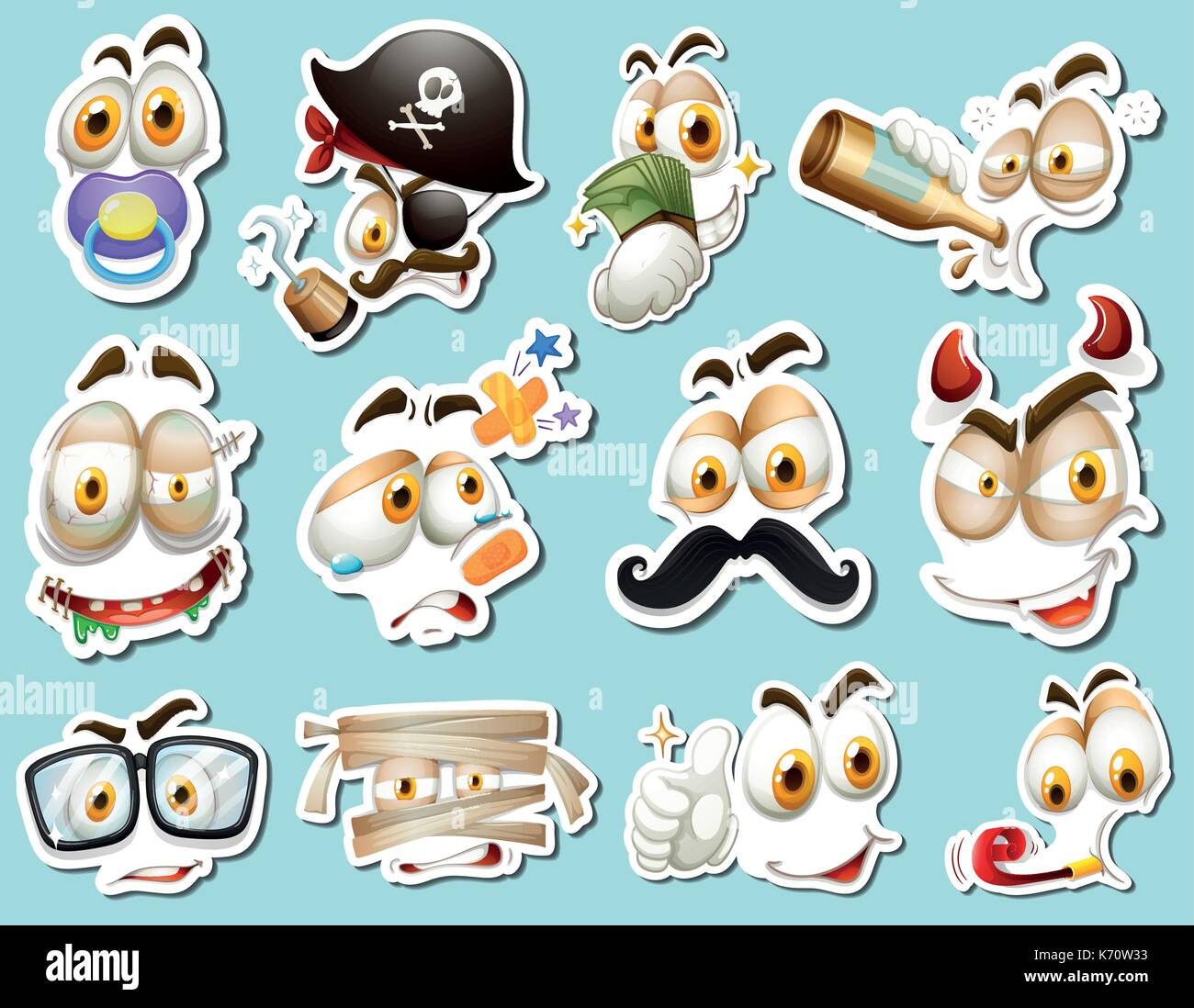 Sticker design with different human faces illustration Stock Vector ...