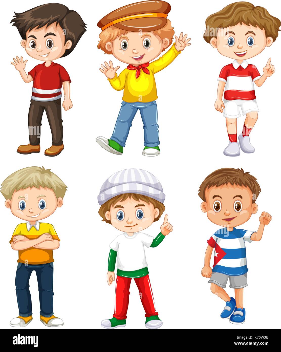 Six boys with happy face illustration Stock Vector Image & Art - Alamy