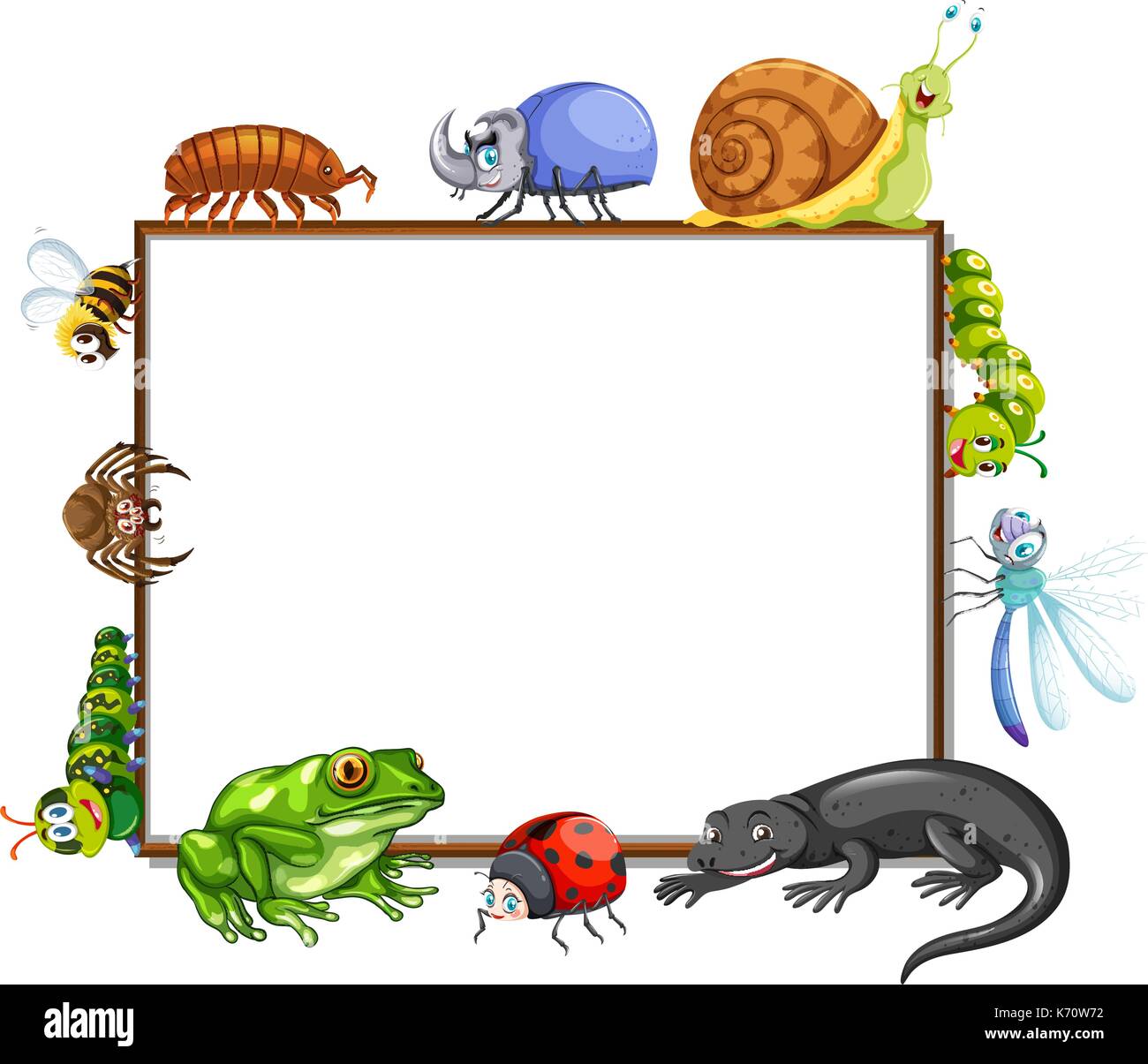 Border template with many insects illustration Stock Vector Image & Art ...