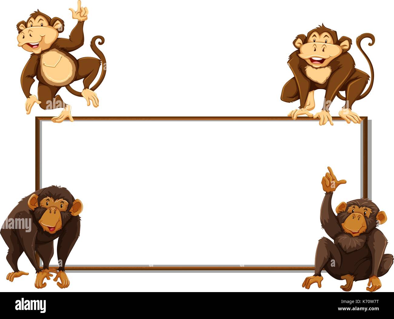 Border template with four monkeys illustration Stock Vector Image & Art ...