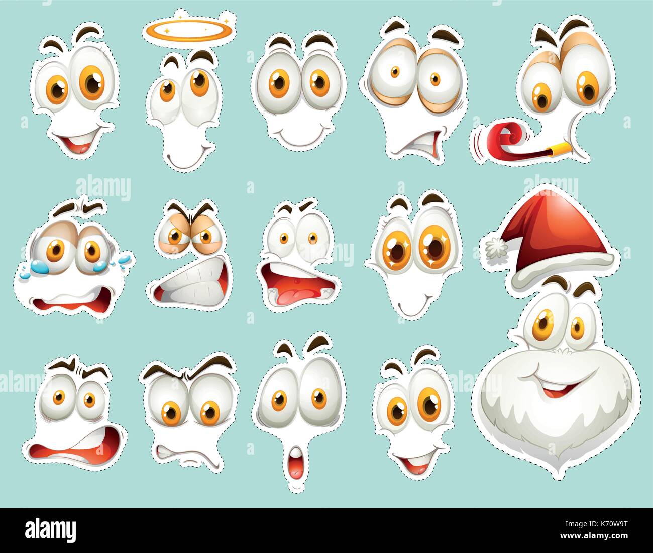 Sticker set with many human faces illustration Stock Vector Image & Art ...