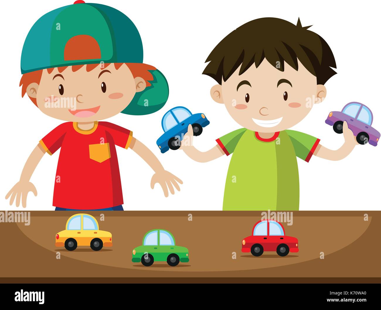 Two boys playing with cars illustration Stock Vector Image & Art - Alamy