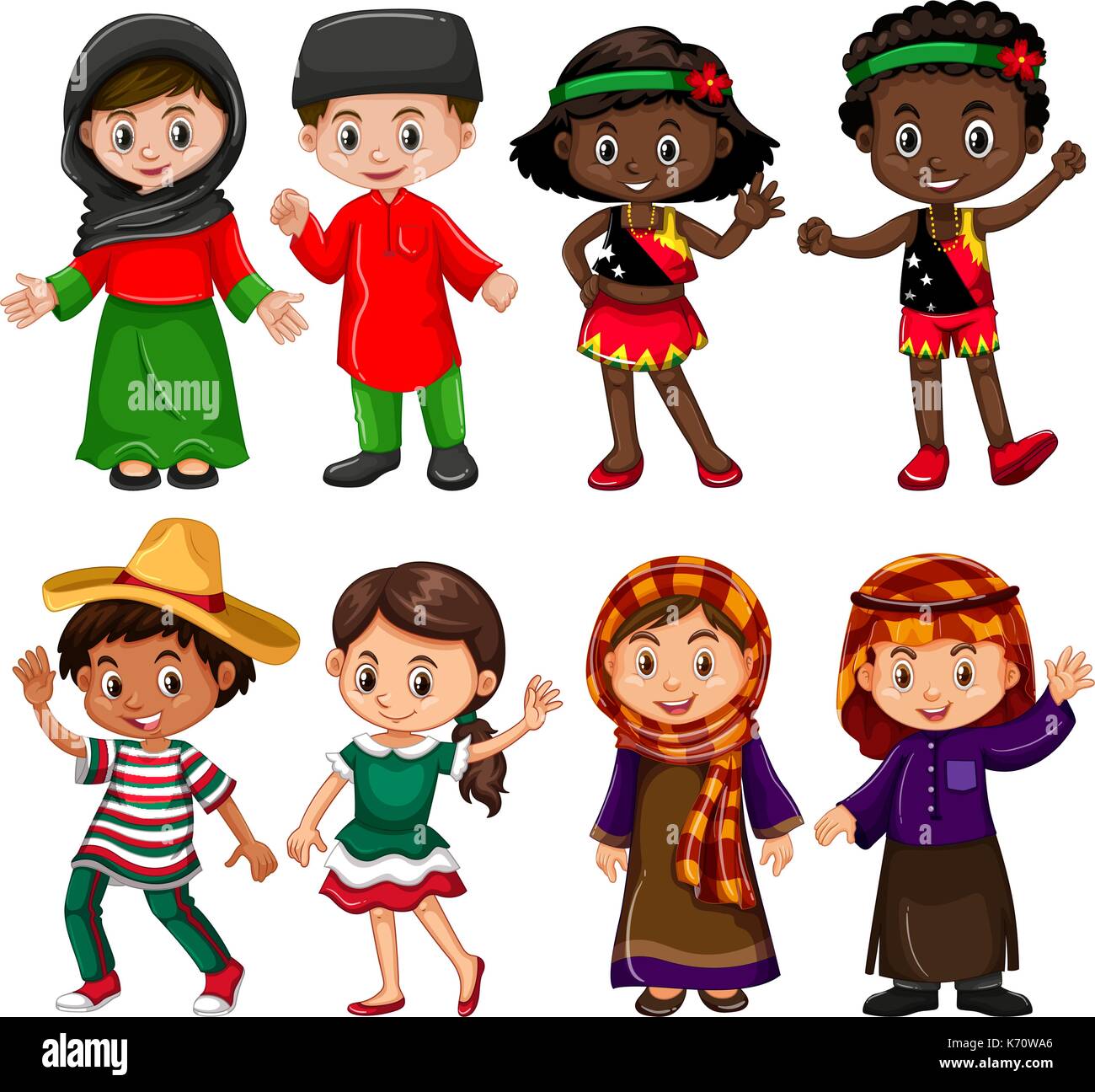 Boys and girls in traditional costumes illustration Stock Vector Image ...