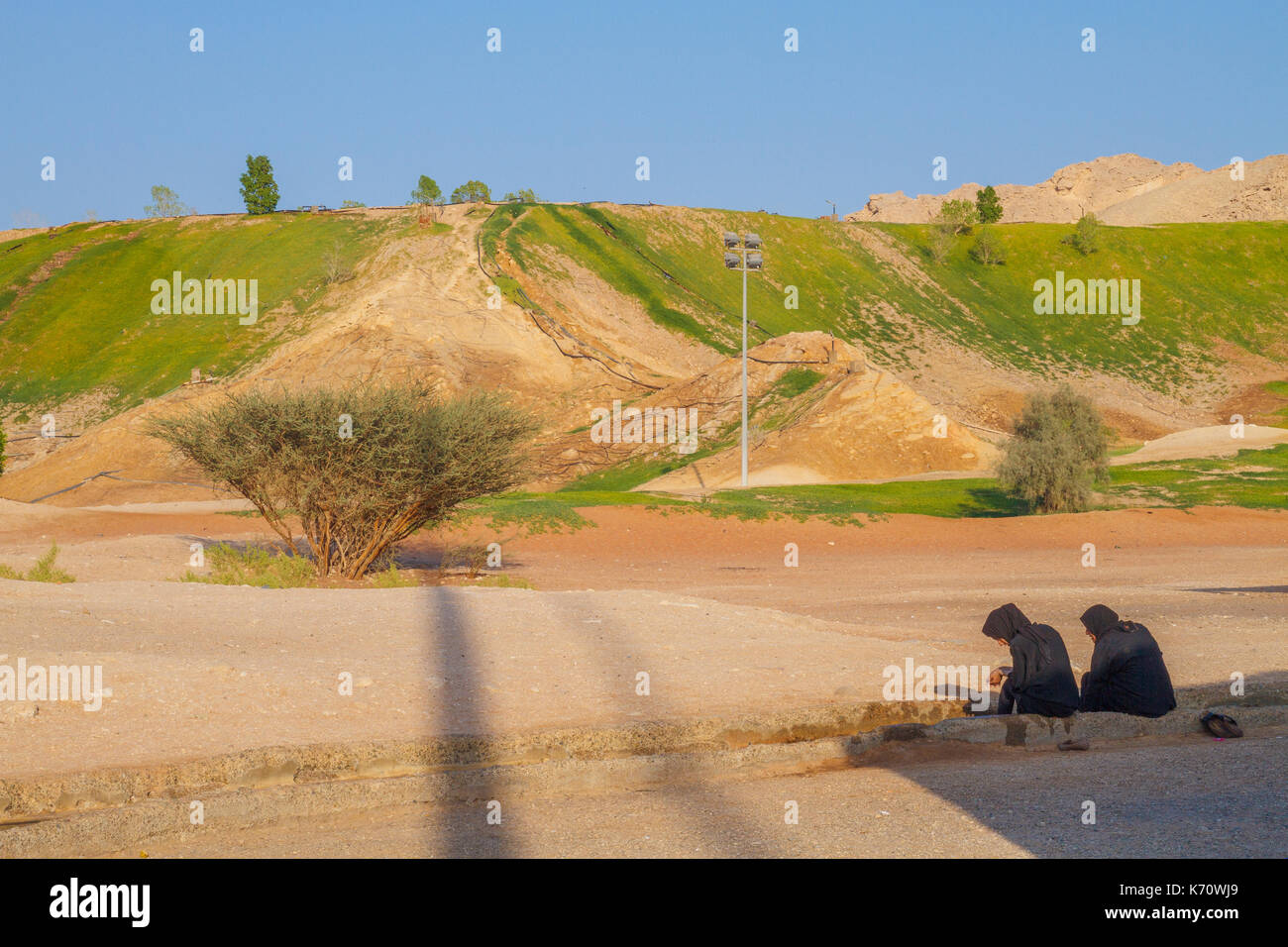 UAE, Dubai, hot springs, two girls, hijab. 2015 Stock Photo - Alamy