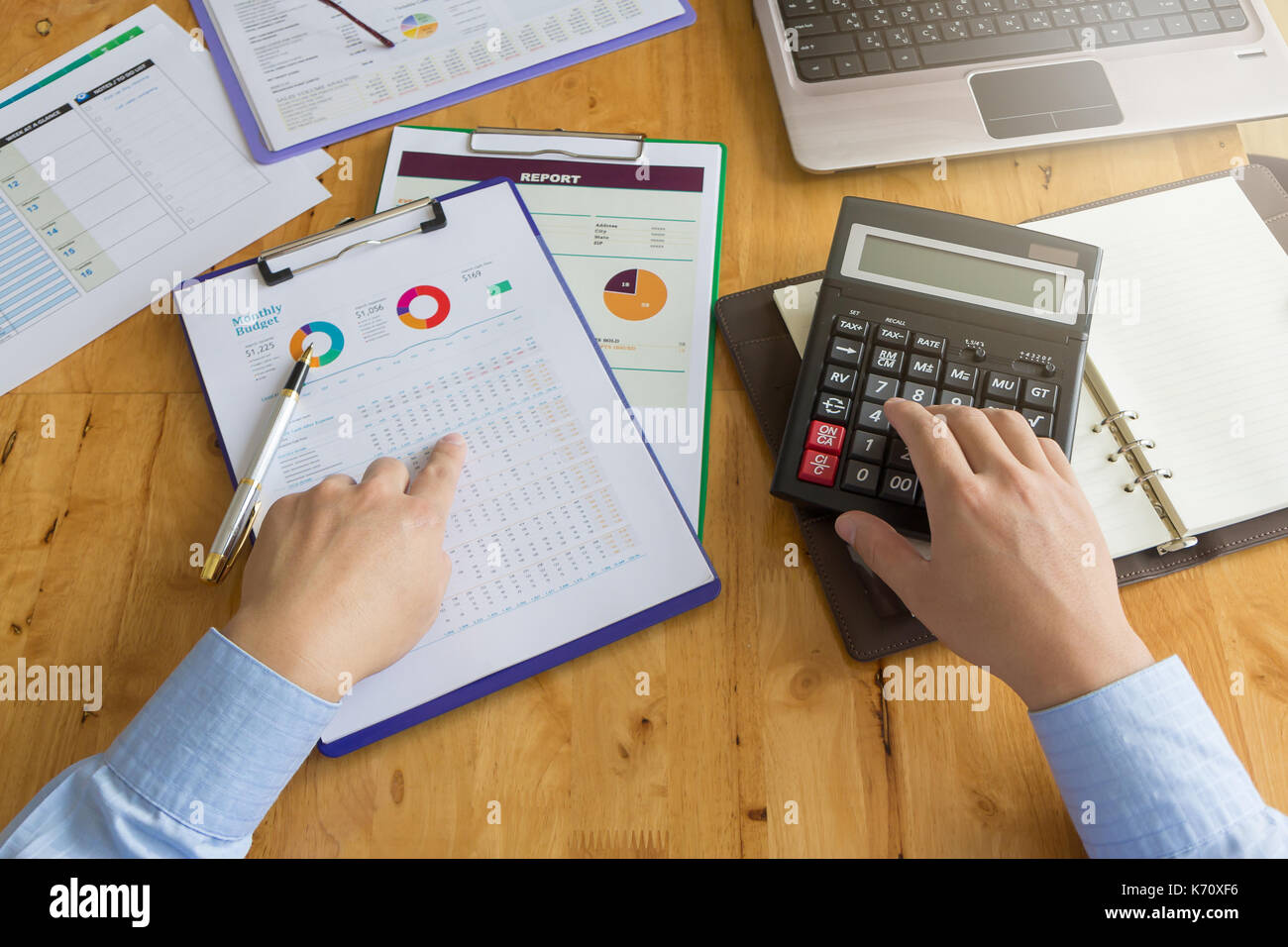 Business and finance concept of office working, Businessman using ...