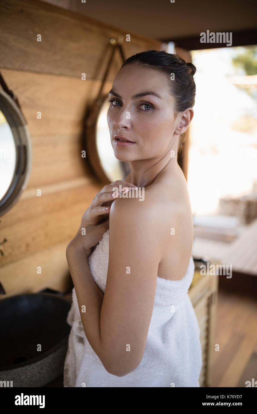 beautiful woman in towel Stock Photo - Alamy