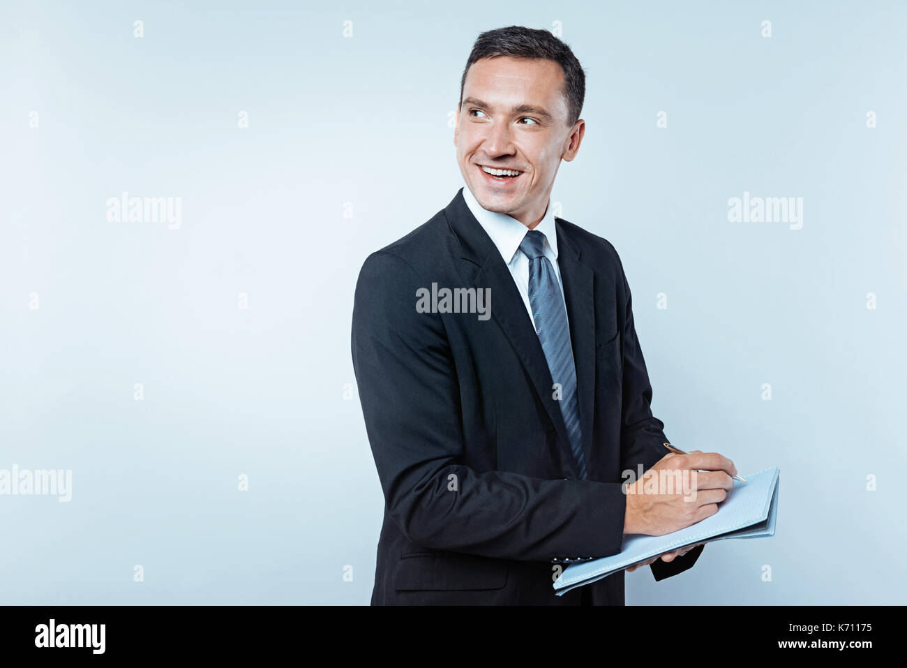 Excited man generating ideas for project Stock Photo - Alamy