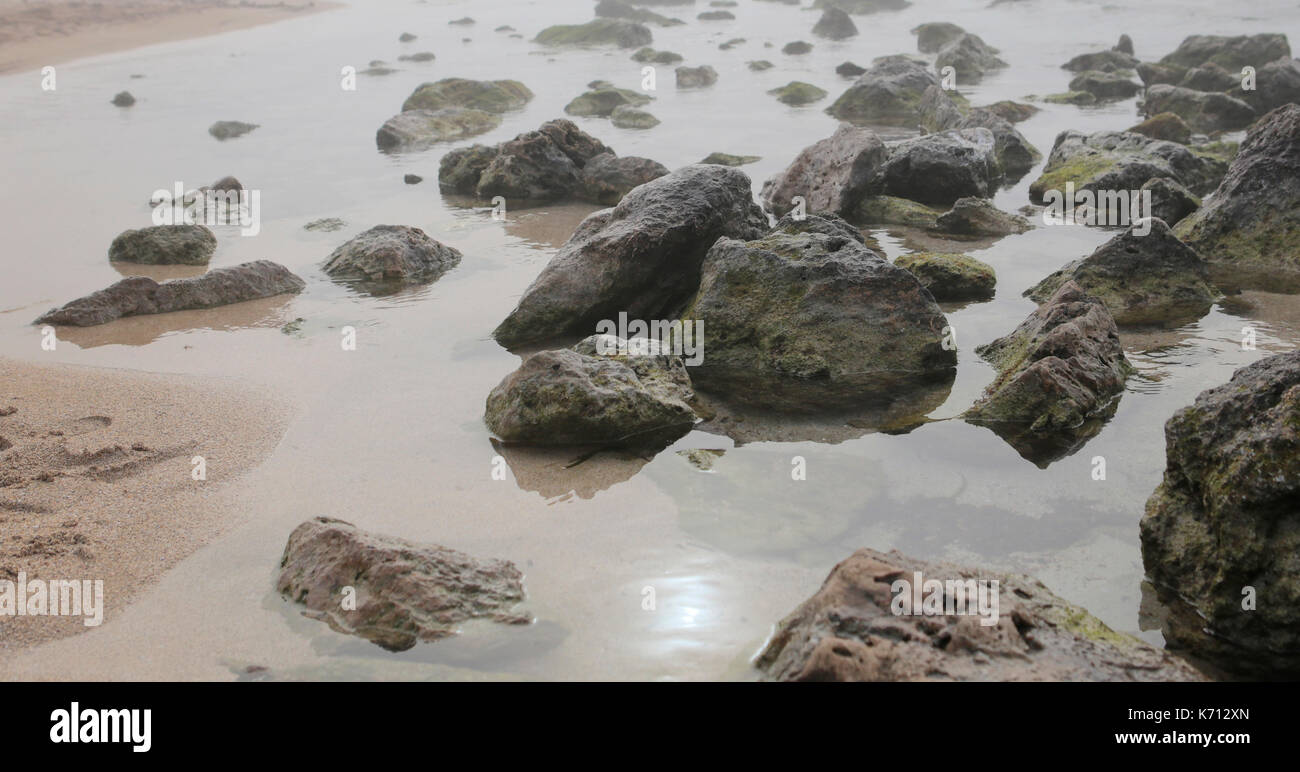Unusual fog in the beach of el arenal in the spanish island of mallorca ...
