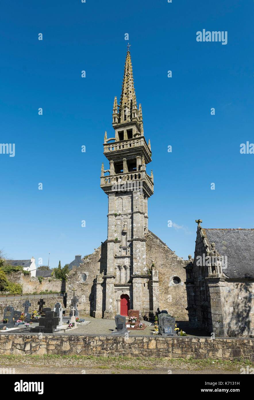 France, Finistere, the church and parish enclosure of Saint Servais ...