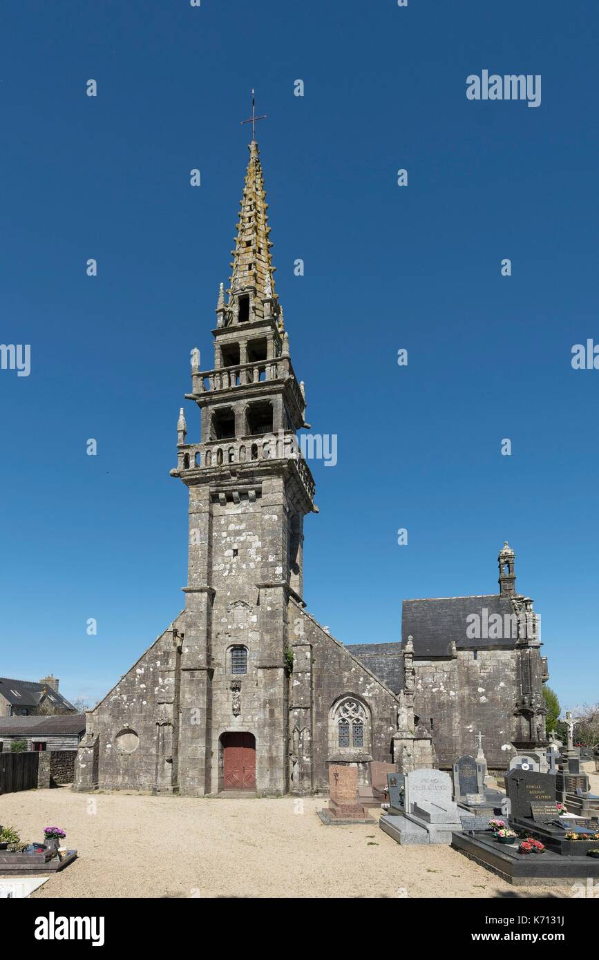 France, Finistere, the church and parish enclosure of Saint Servais ...