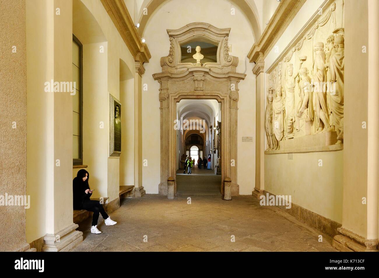 Italy, Lombardy, Milan, Brera Academy (Accademia di Brera), corridor of ...