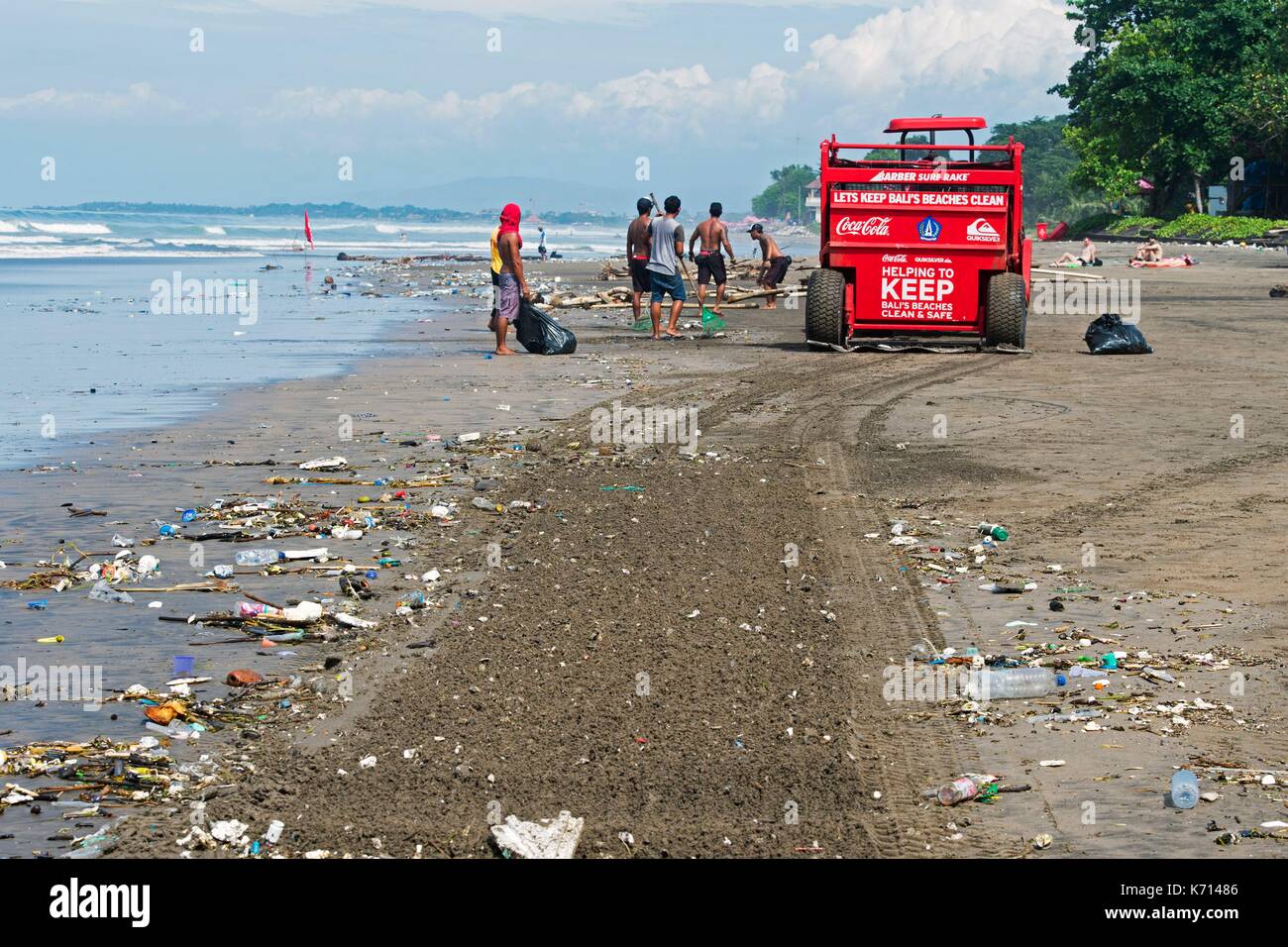 Indonesia, Bali, Seminyak, beach, pollution after a storm Stock Photo ...