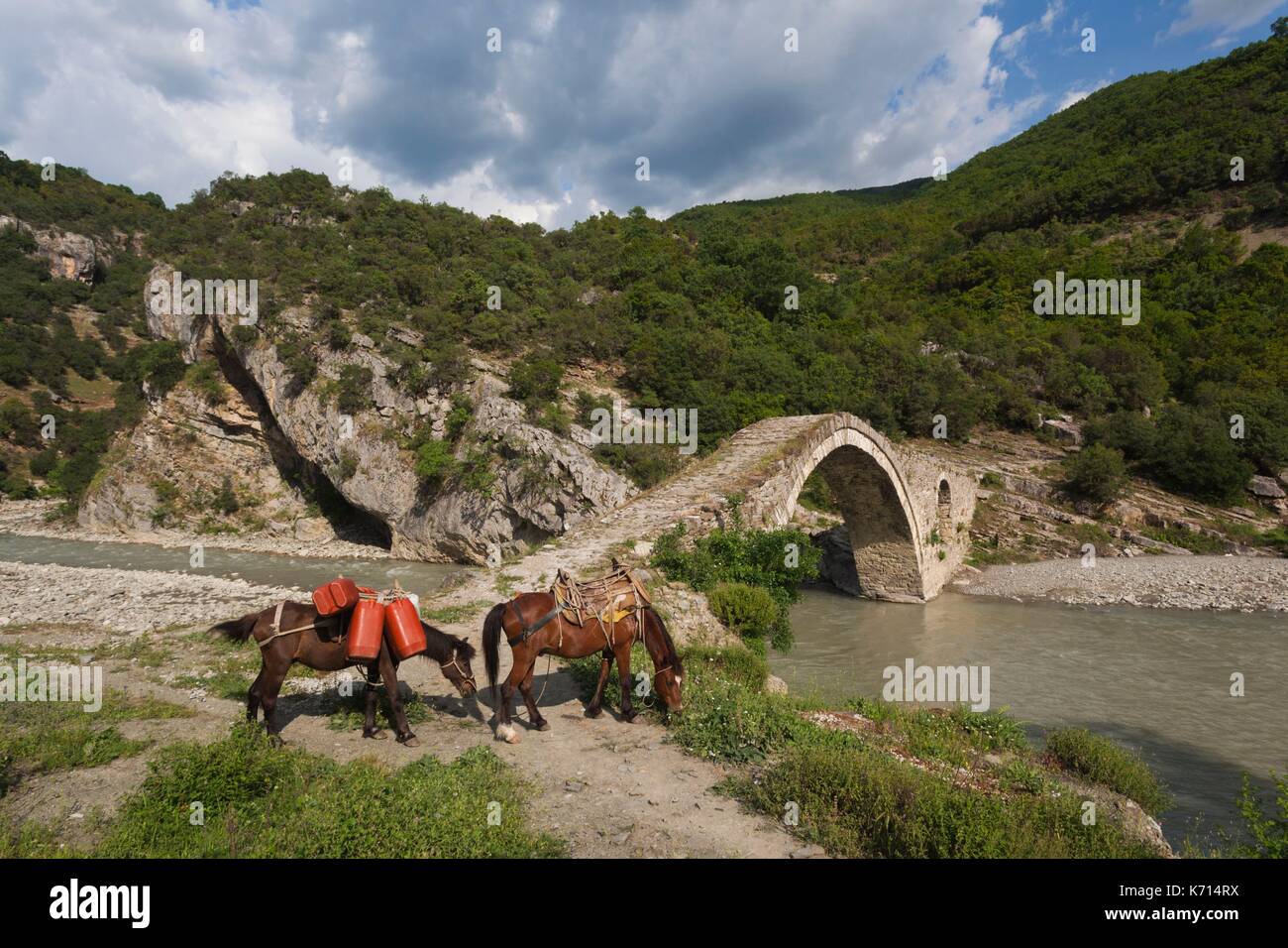 Albania, Permet-area, Bredhi i Hotoves National Park, Lengarices River ...
