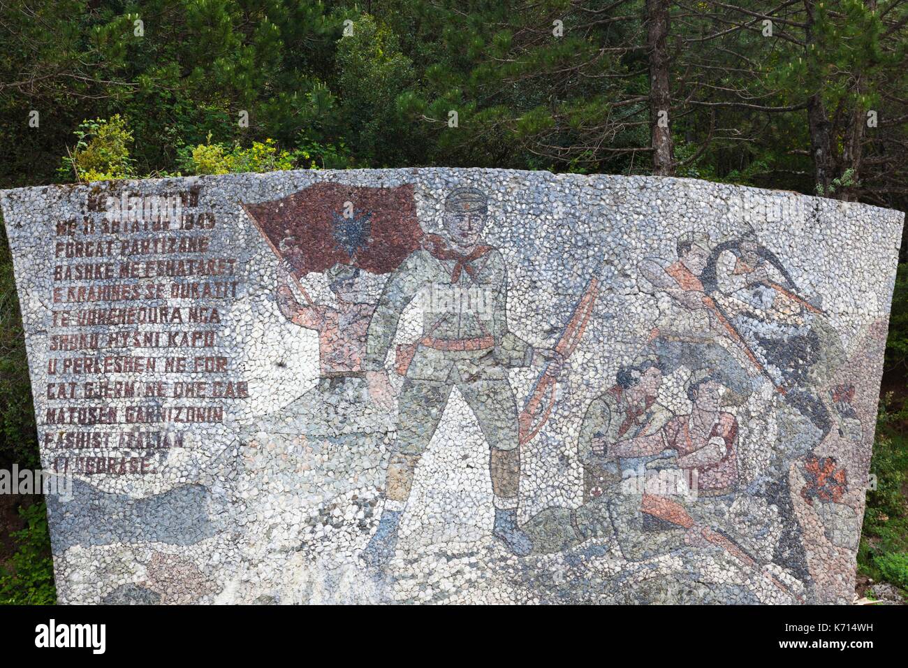 Albania, Llogaraja Pass-area, Communist-era mosaic Stock Photo - Alamy