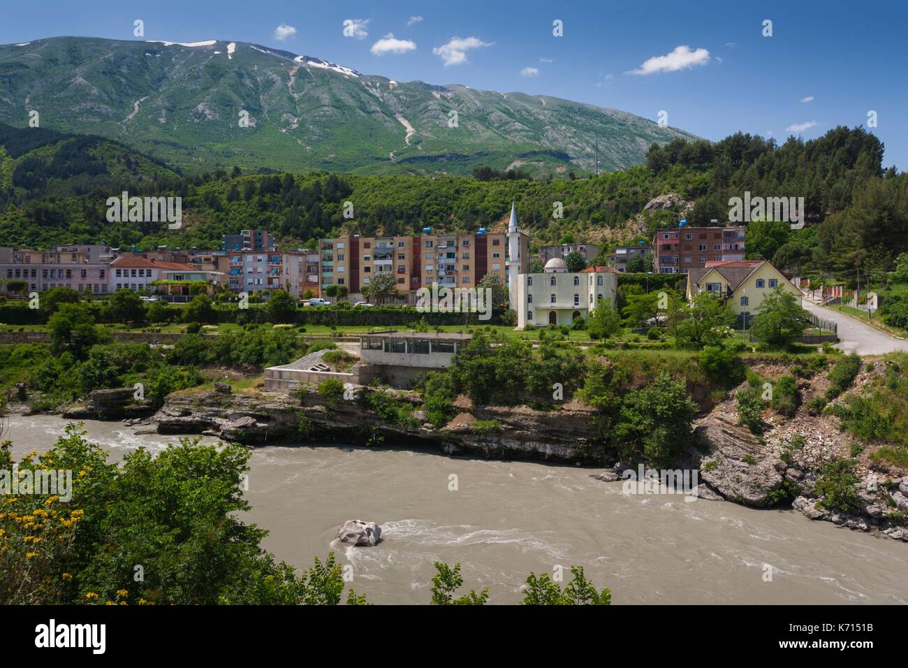 Albania, Permet, town view along the Vjosa River Stock Photo - Alamy