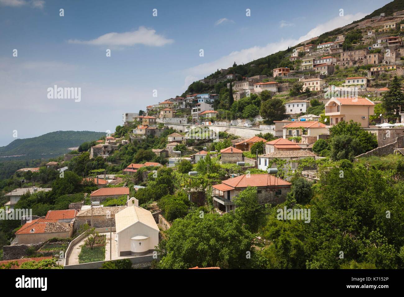 Albania, Albanian Riviera, Dhermi, elevated town view Stock Photo - Alamy