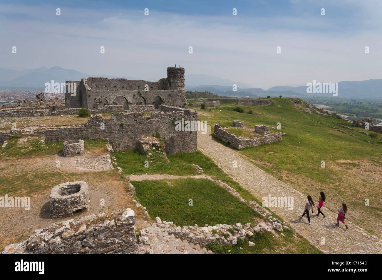 Albania, Shkodra, Rozafa Castle with visitors Stock Photo - Alamy