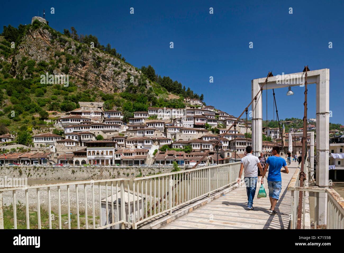 Albania, Berat, Osumi River Pedestrian Bridge Stock Photo - Alamy