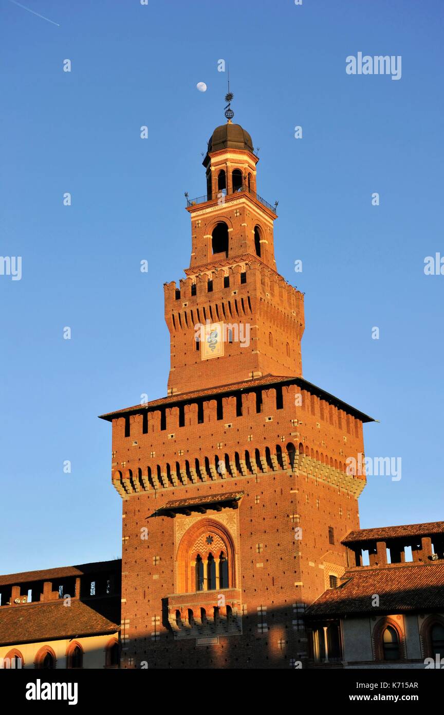 Italy, Lombardy, Milan, Castello Sforzesco (Sforza Castle), built in ...