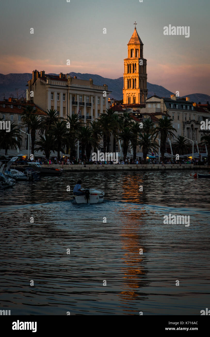 Split city skyline at sunset Stock Photo - Alamy