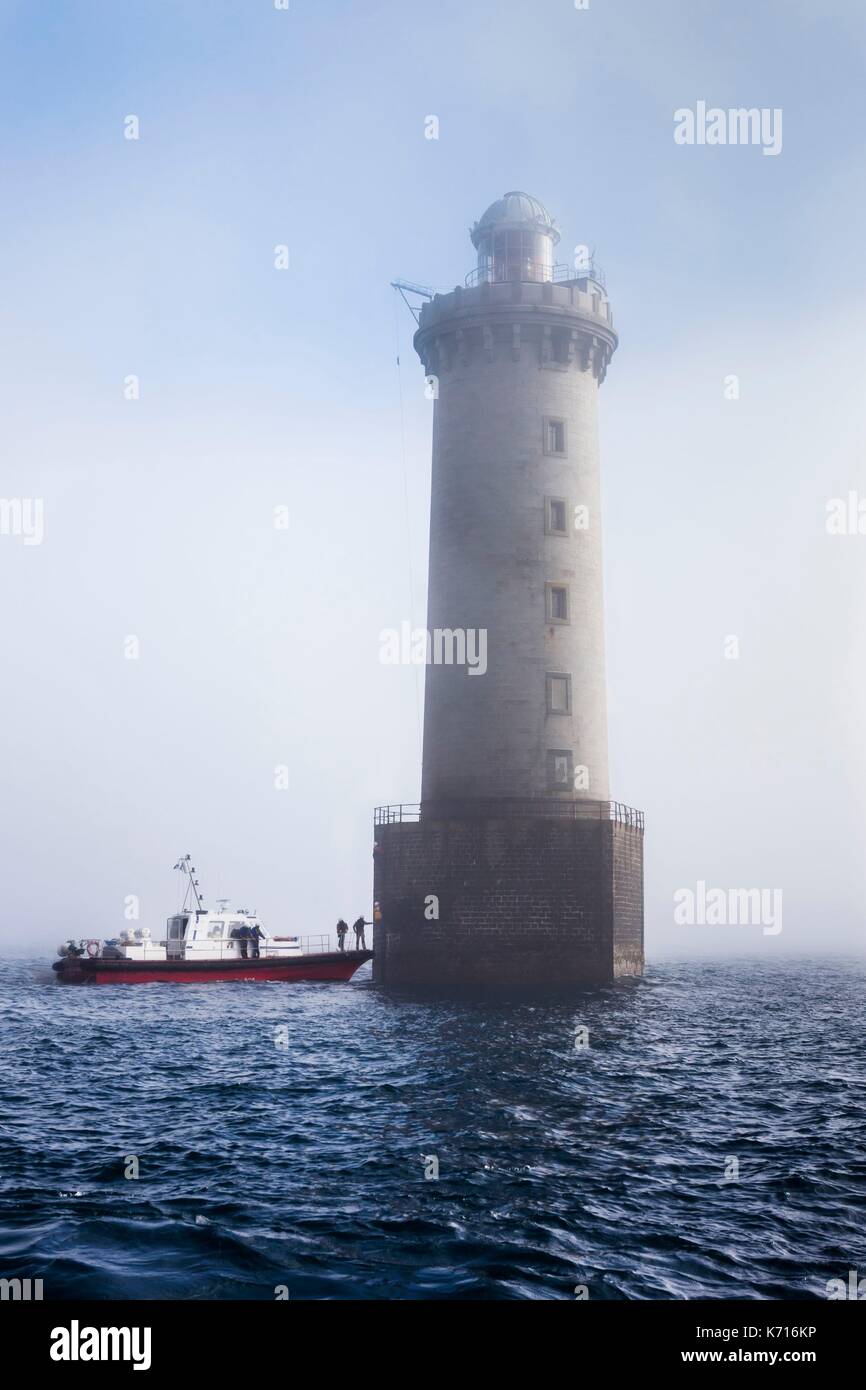 France, Finistere, Molene Archipelago, the beacons land on the ...
