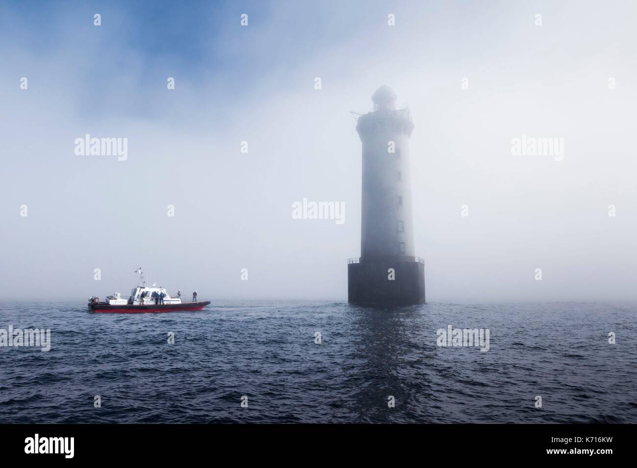 France, Finistere, Molene Archipelago, lighthouses and beacons near the ...