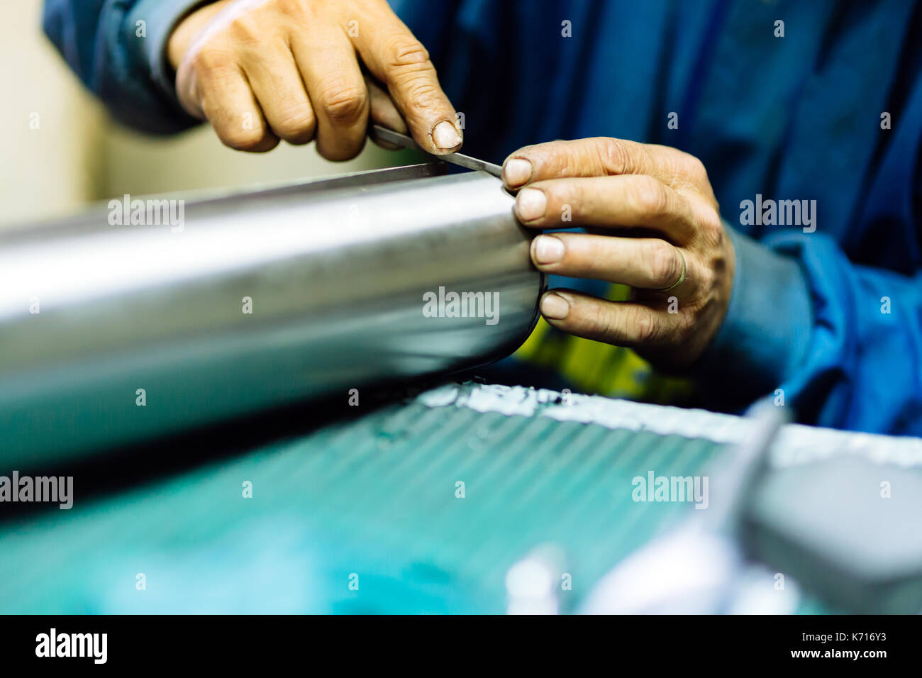 Metal processing in factory Stock Photo - Alamy