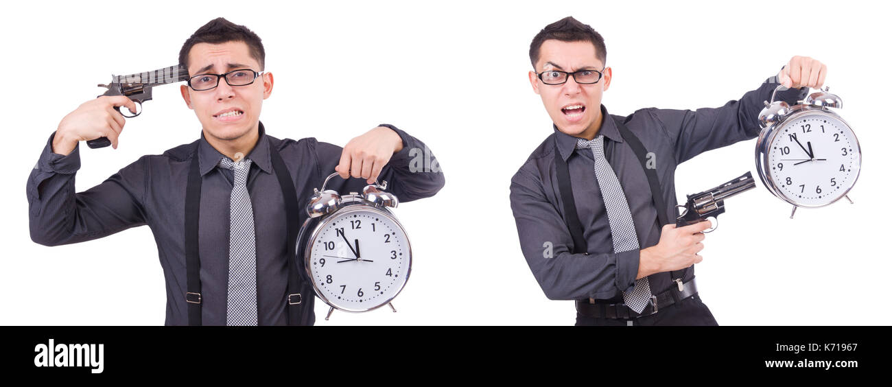Man clock and gun Cut Out Stock Images & Pictures - Alamy