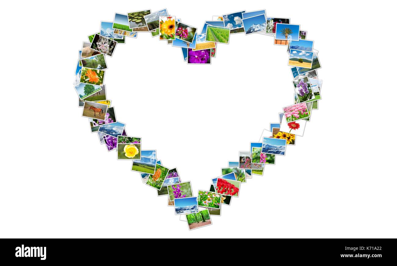 Heart shape made of nature photos Stock Photo - Alamy