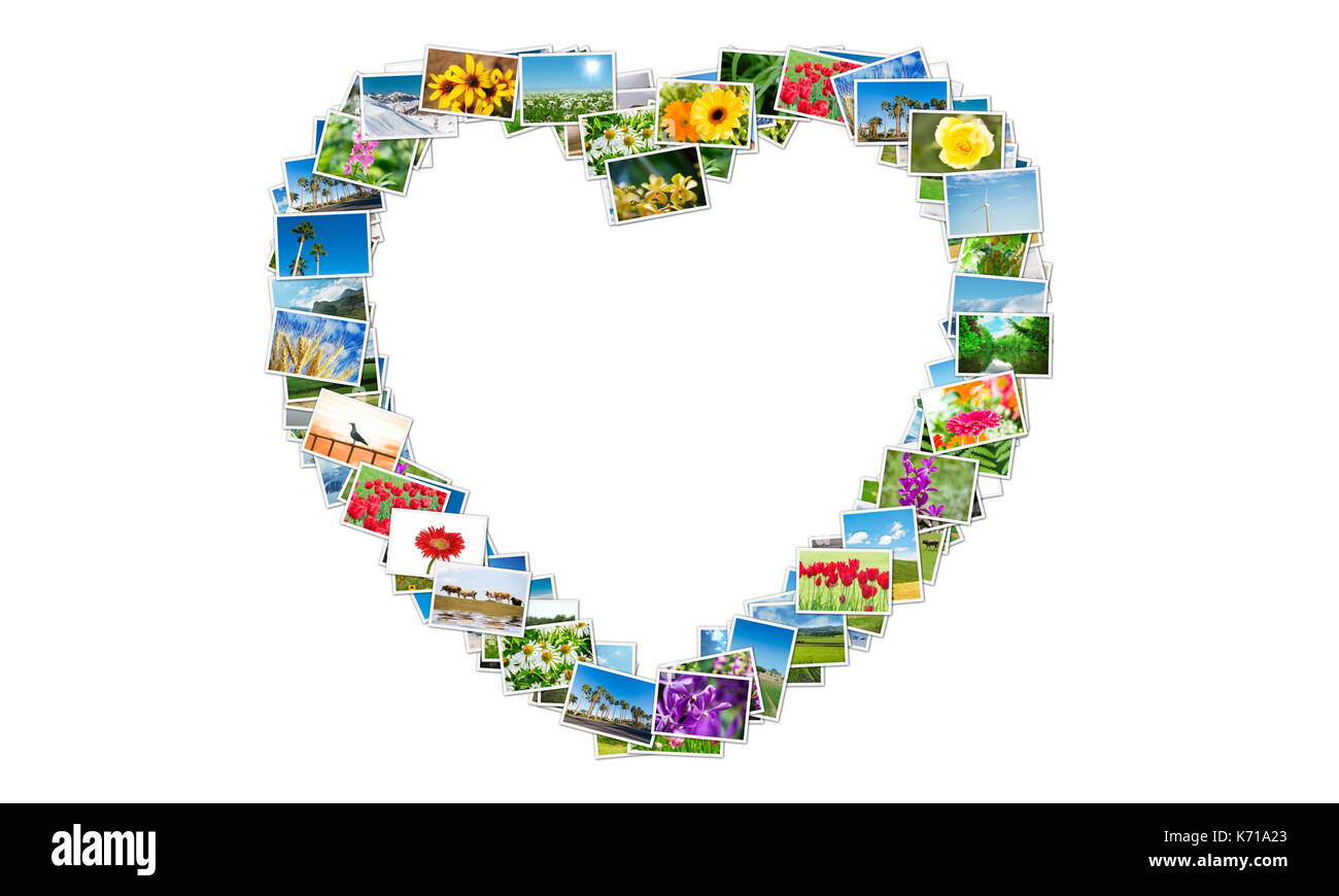 Heart shape made of nature photos Stock Photo - Alamy