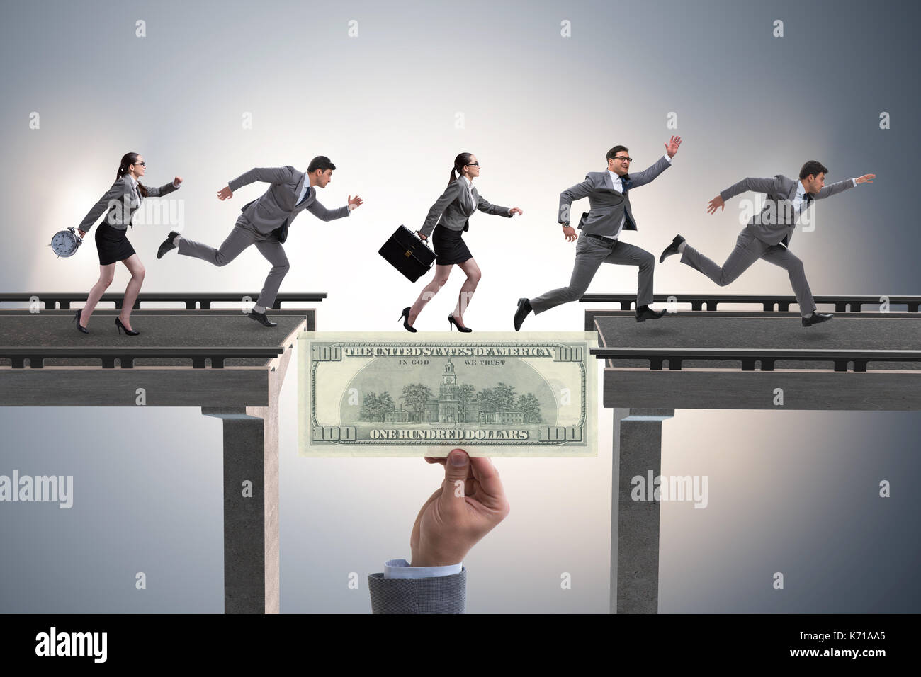 Financial concept crossing dollar bridge Stock Photo - Alamy