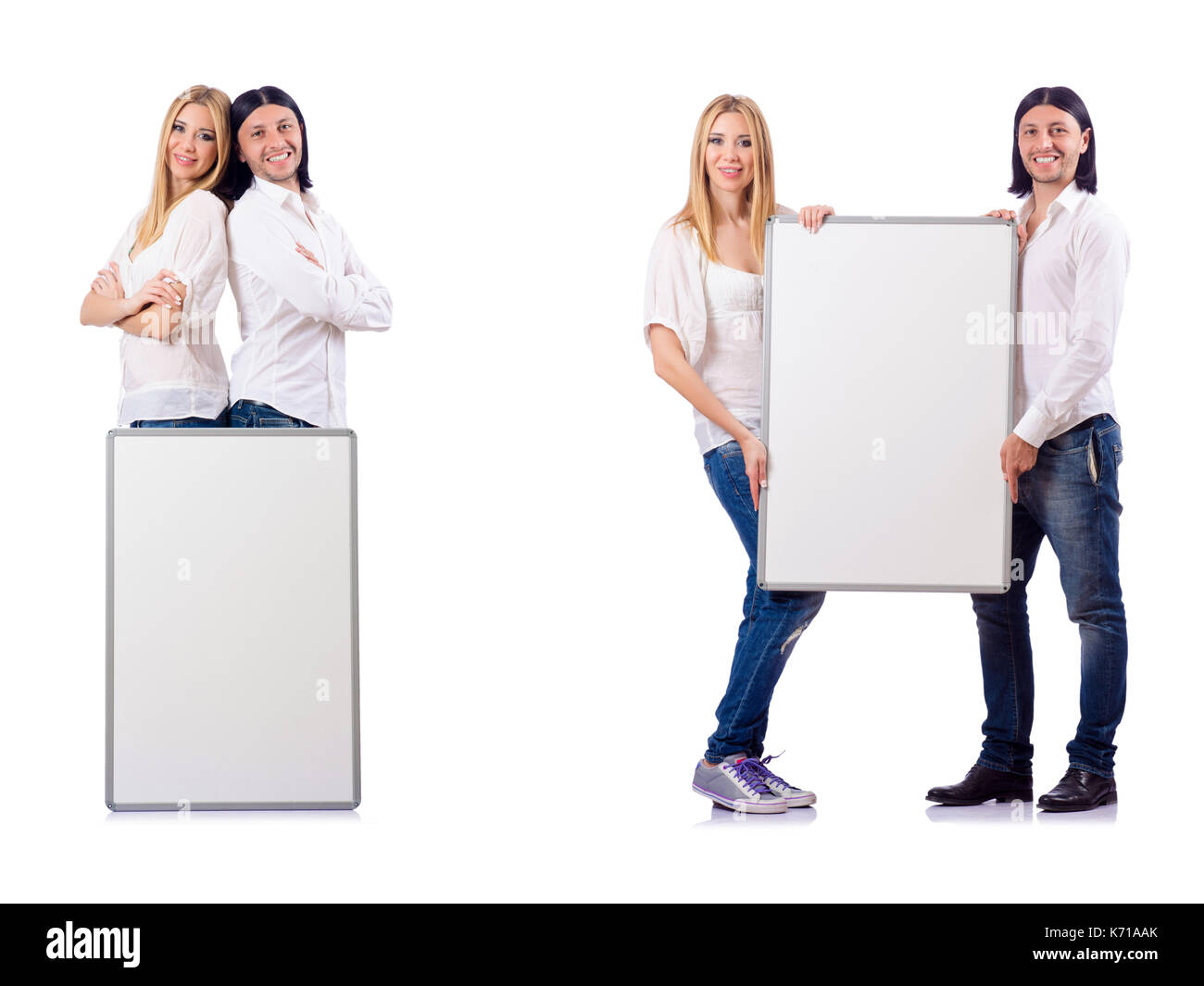 Pair of blank board isolated on white Stock Photo - Alamy