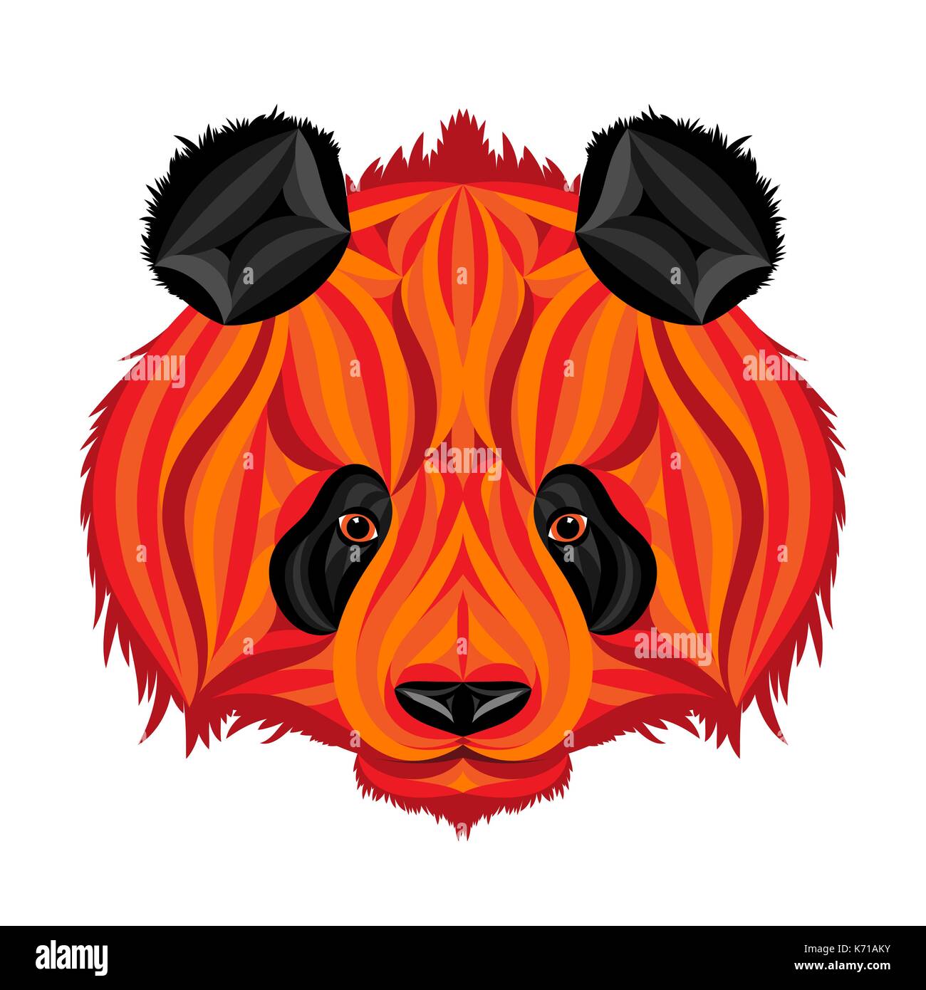 Fire panda, picture of fire bear, panda head illustration drawn by set ...