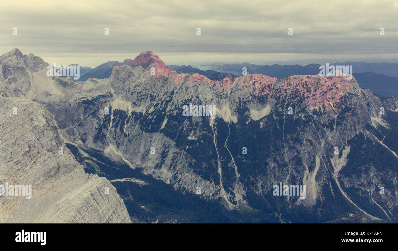 Aerial view of mountain ridge at dawn Stock Photo - Alamy