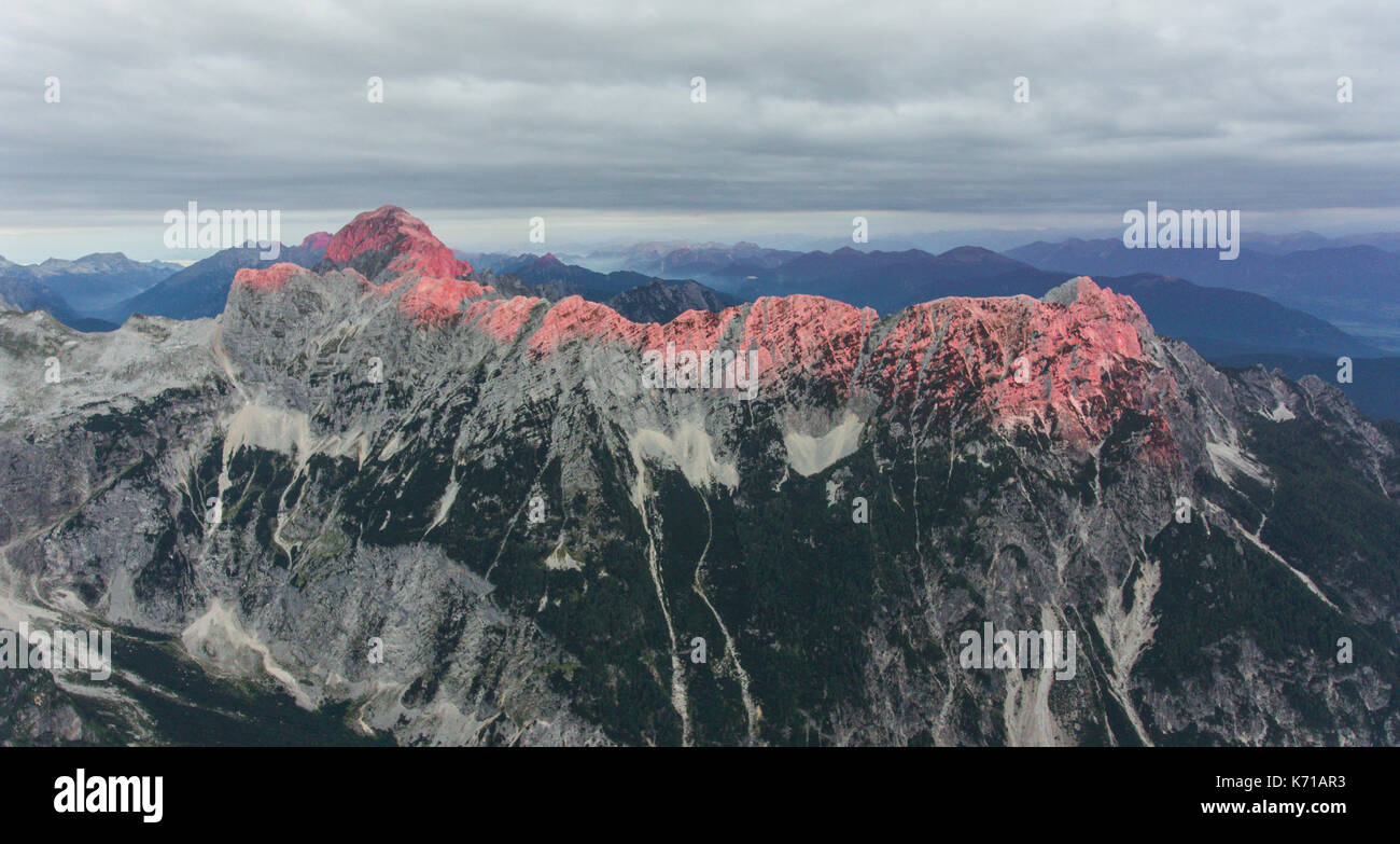 Aerial view of mountain ridge at dawn Stock Photo - Alamy