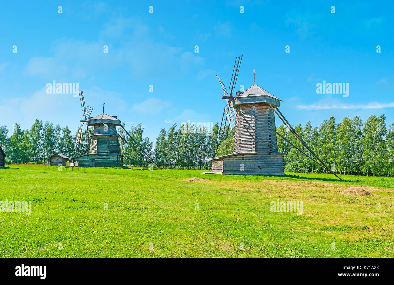 The beauty of Russian nature and historic objects - the log windmills ...