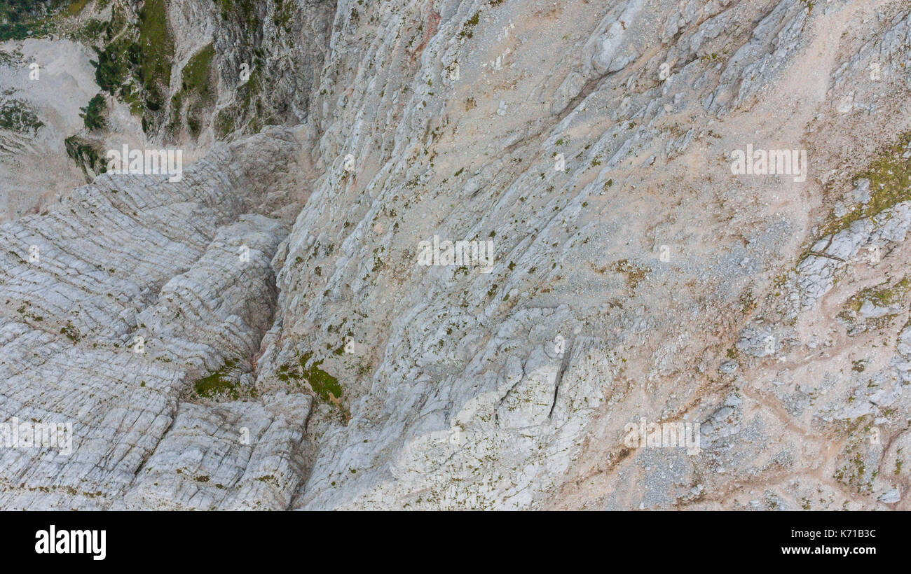 Bird's eye view of mountain ridge leading into deep gap Stock Photo - Alamy