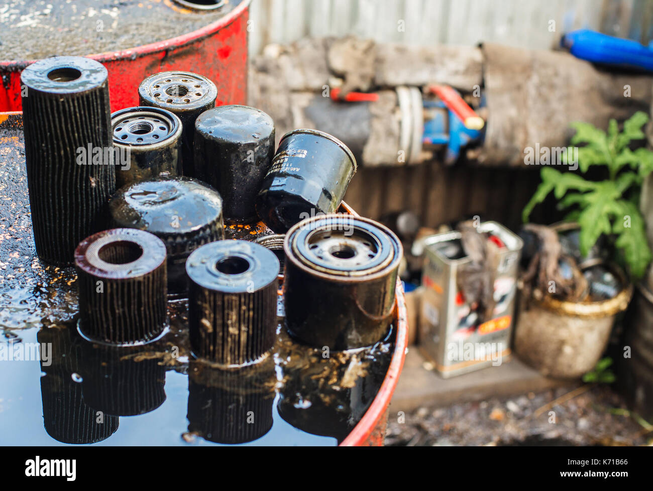 Waste oil filters hi-res stock photography and images - Alamy