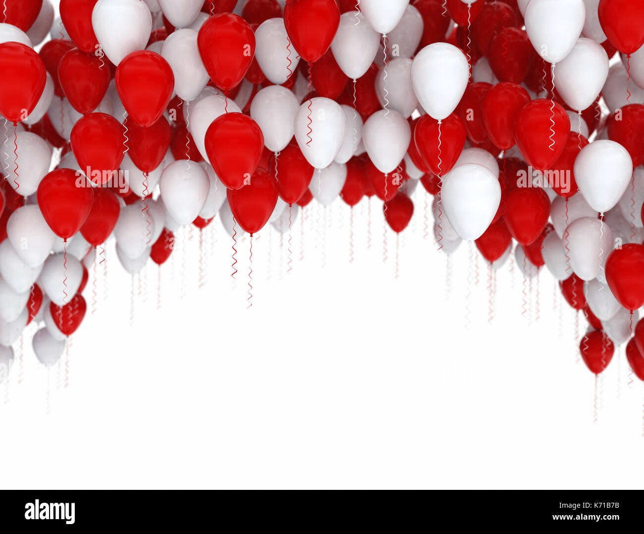 Birthday celebration balloons red and white. Isolated on white ...