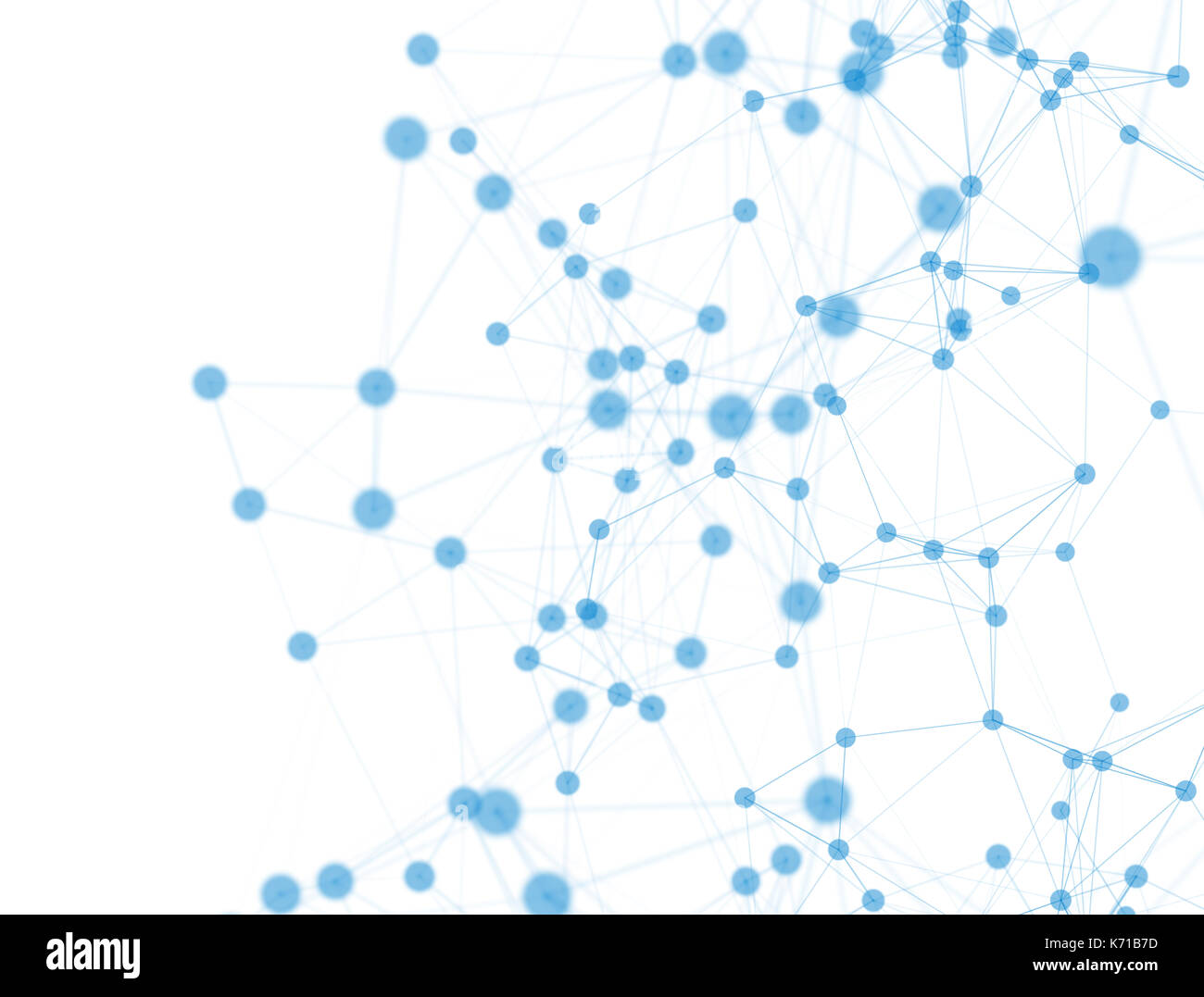 Network 3d background. Connected blue dots isolated on white background ...