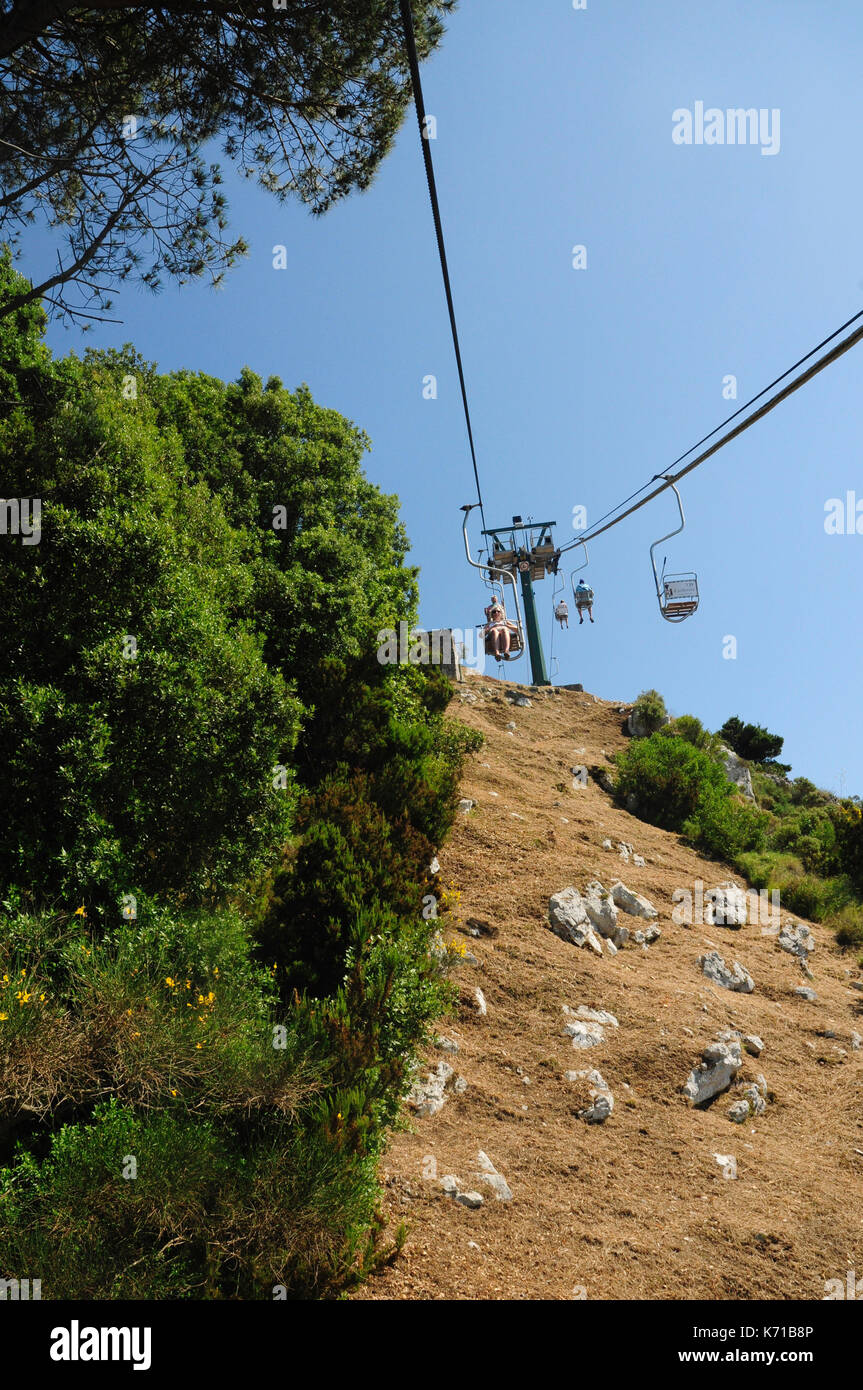 Chair lift, Monte Solaro, Island of Capri, Amalfi Coast, Campania ...