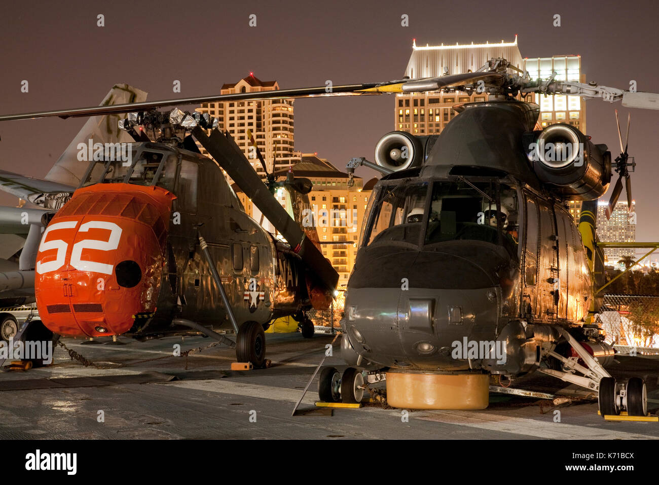Helicopters on deck of Carrier USS Midway Stock Photo - Alamy