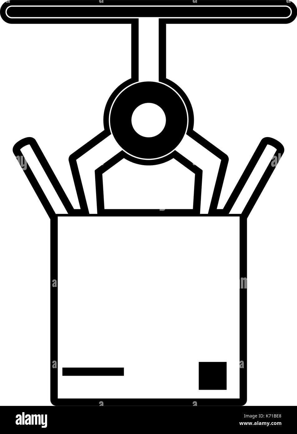 robot arm pulling something out of cardboard box industry icon i Stock ...