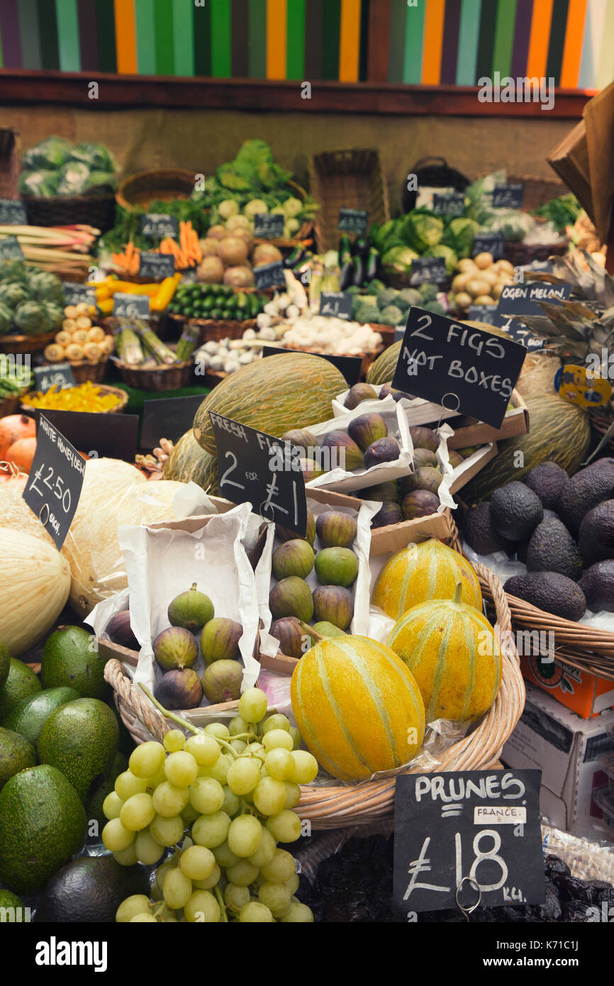 Fresh Fruits and Vegetables on Display at Indoor Market Stock Photo - Alamy