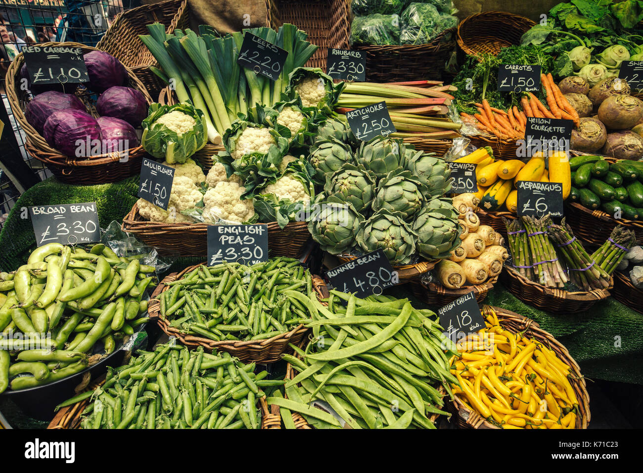 Selection of Fresh Vegetables on Markets Stall Display Stock Photo - Alamy