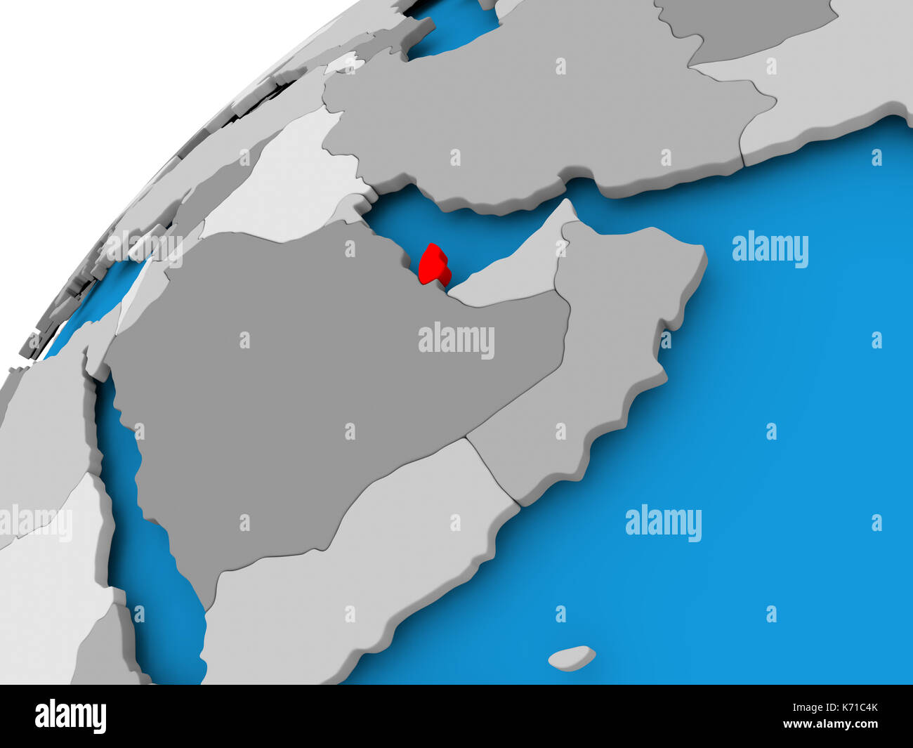 Qatar on simple political globe with visible country borders. 3D ...