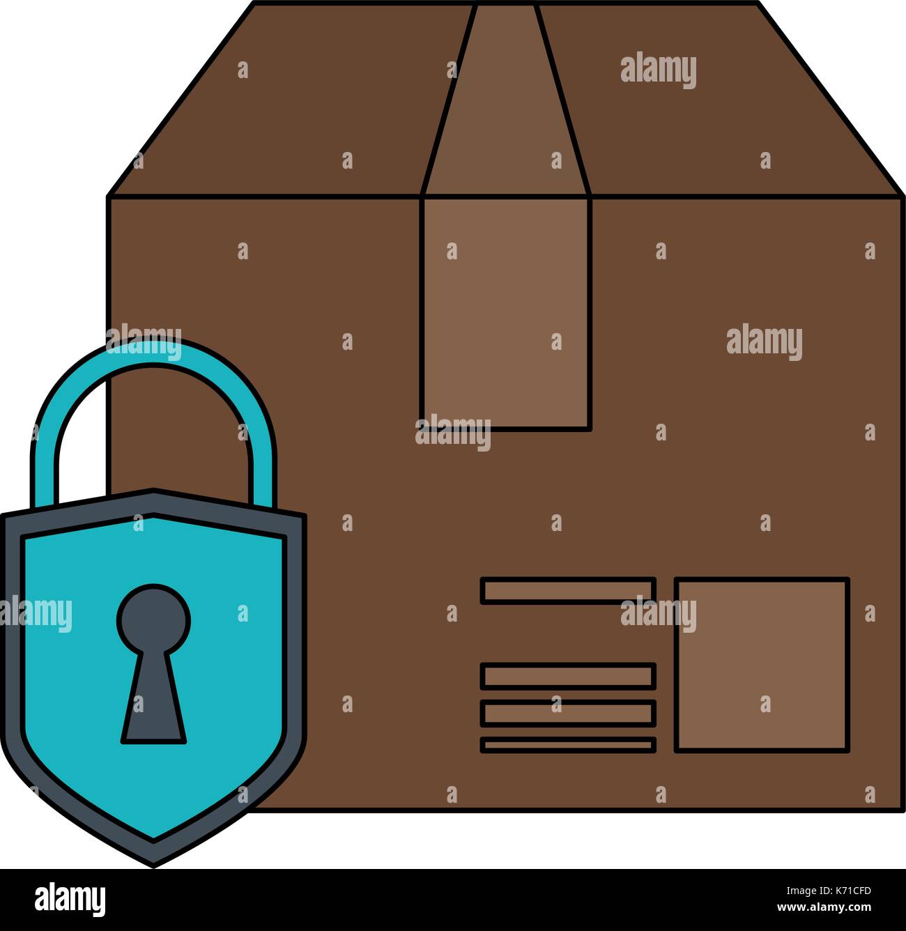 cardoboard box with safety lock icon image Stock Vector Image & Art - Alamy